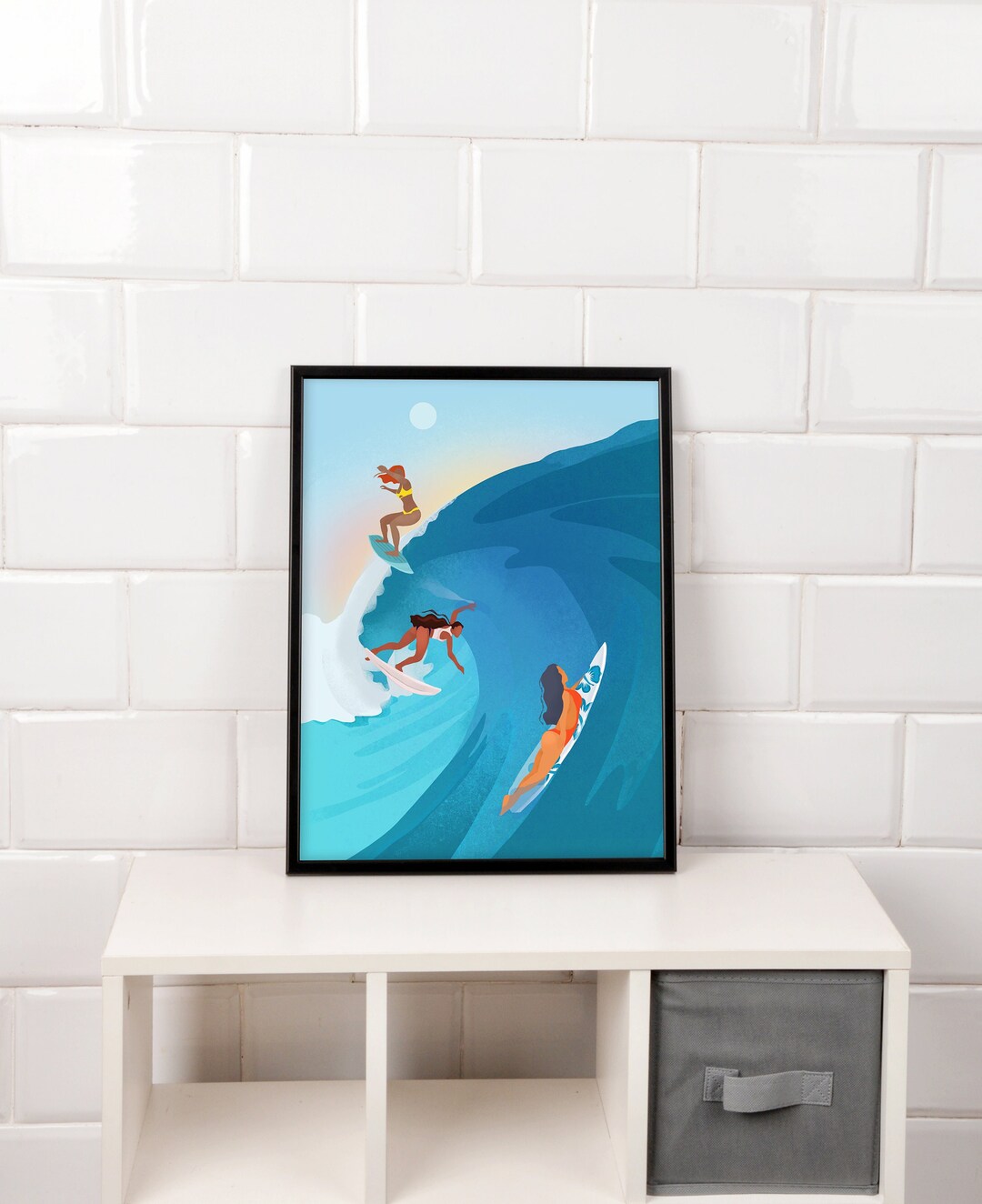 PRINTABLE Surfers, Wall Art, Ocean Art, DIGITAL DOWNLOAD, Illustration ...