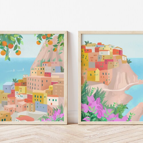 PRINTABLE Italy Amalfi Coast Wall Art Print Set of 2 - Etsy
