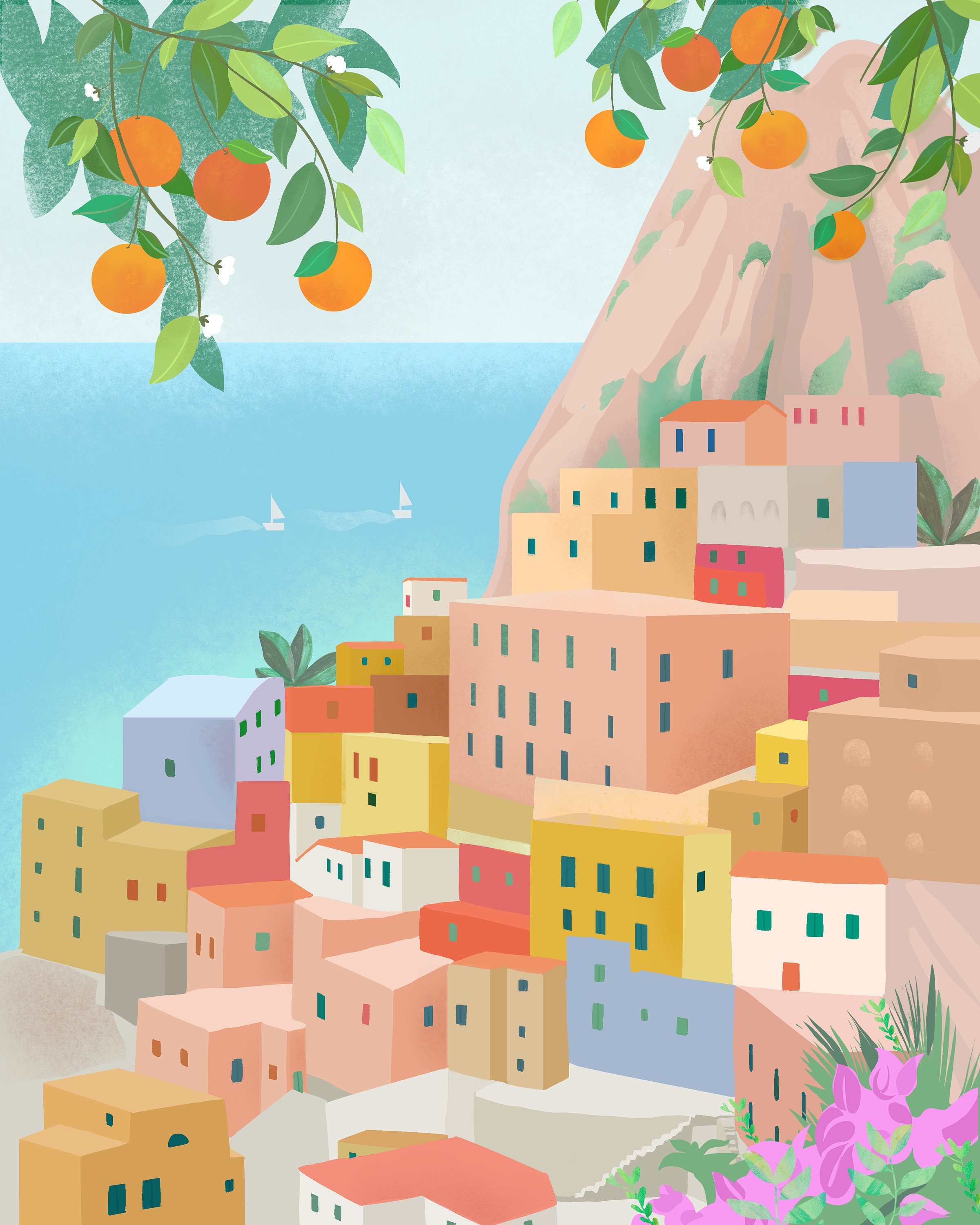 PRINTABLE Italy Amalfi Coast Wall Art Print Set of 2 - Etsy