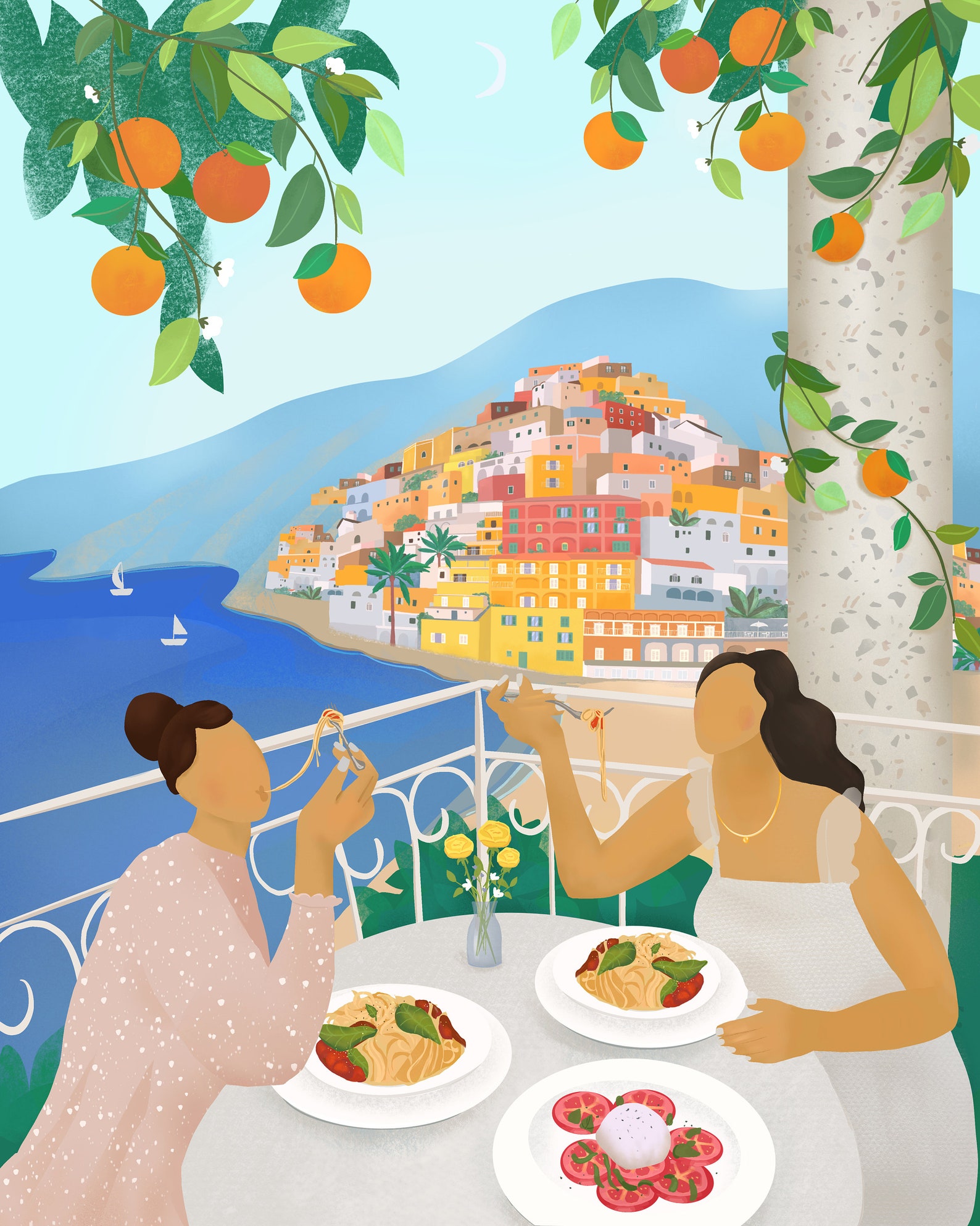 PRINTABLE Girls in Positano Italy Wall Art Print Best - Etsy
