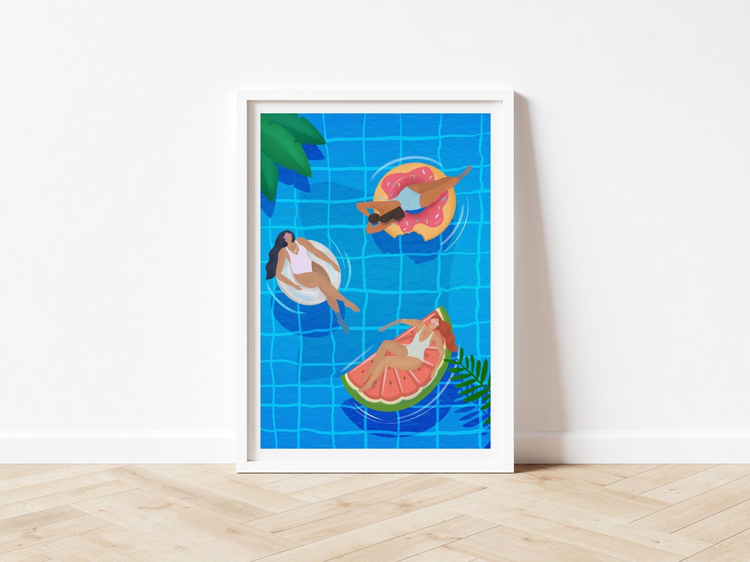PRINTABLE, Swimming Pool Ladies, Summer Wall Art Print Illustration ...