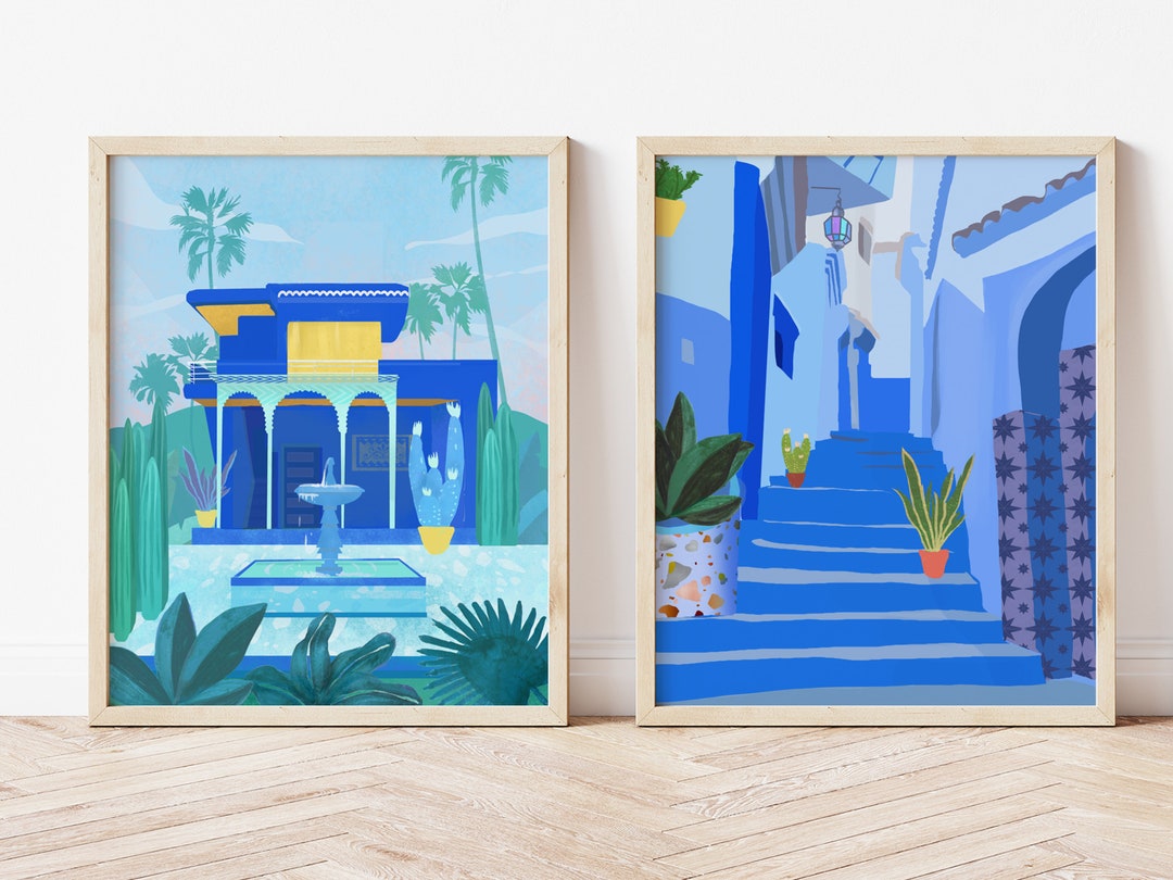 PRINTABLE Morocco Set of 2, Wall Art Prints, Blue City, Majorelle ...