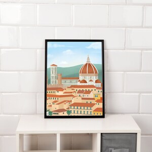 Florence City Wall Art Print, Italy Illustration, Firenze Travel Poster ...