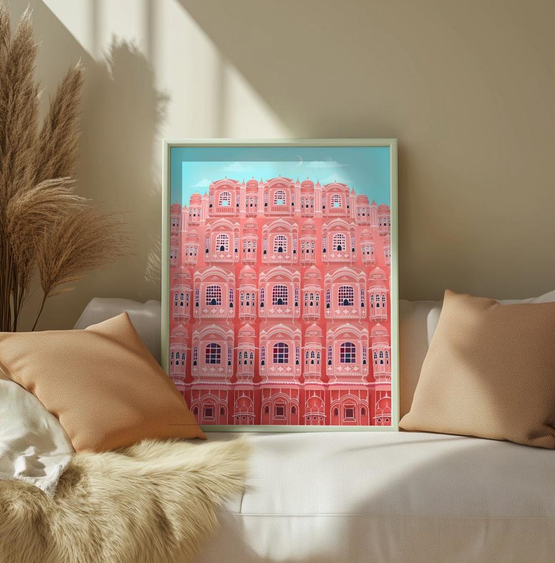 Hawa Mahal Art Print: Jaipur India Travel Poster - Etsy