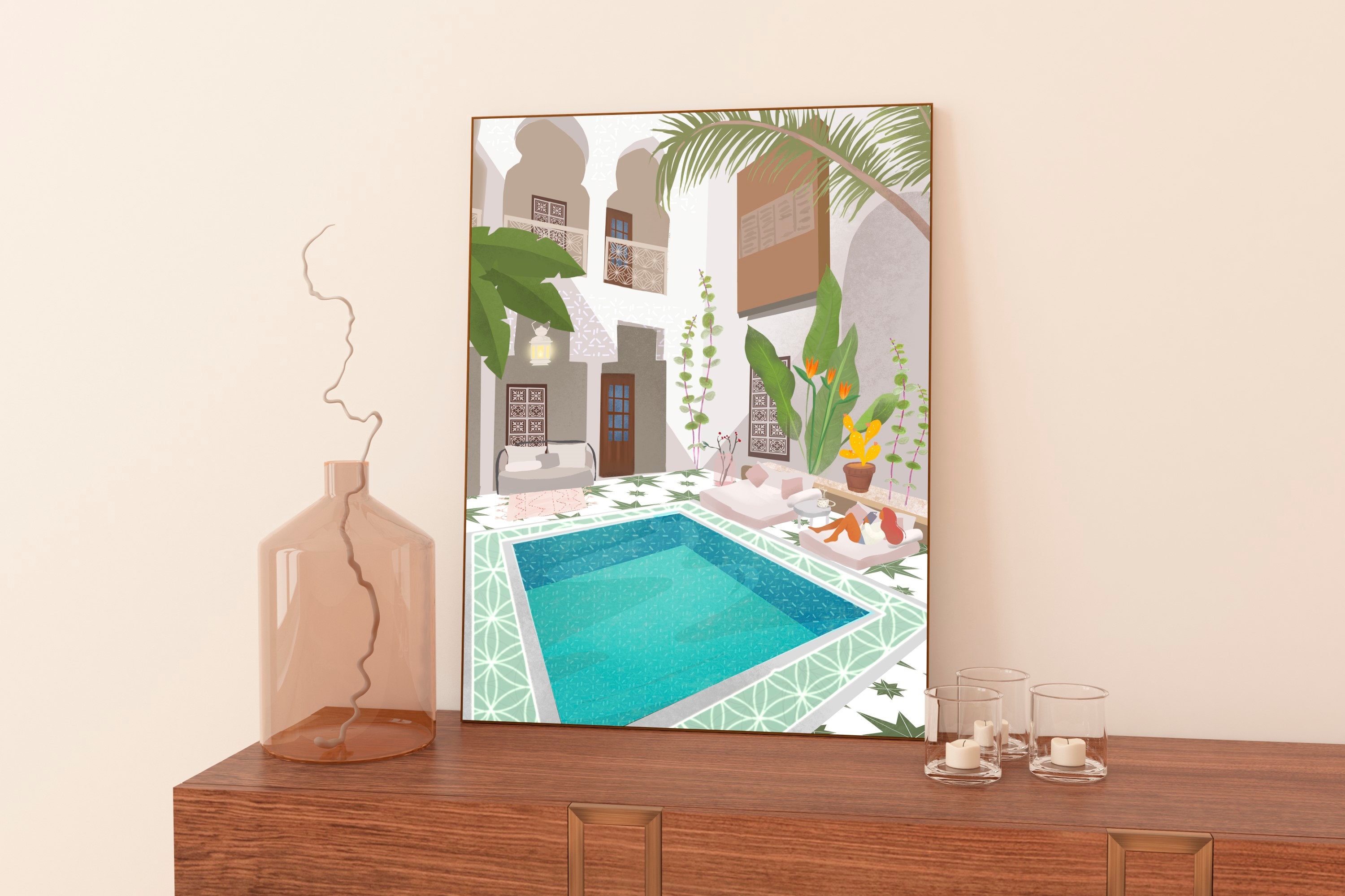 Marrakech Riad Wall Art Print Morocco Travel Poster Home - Etsy