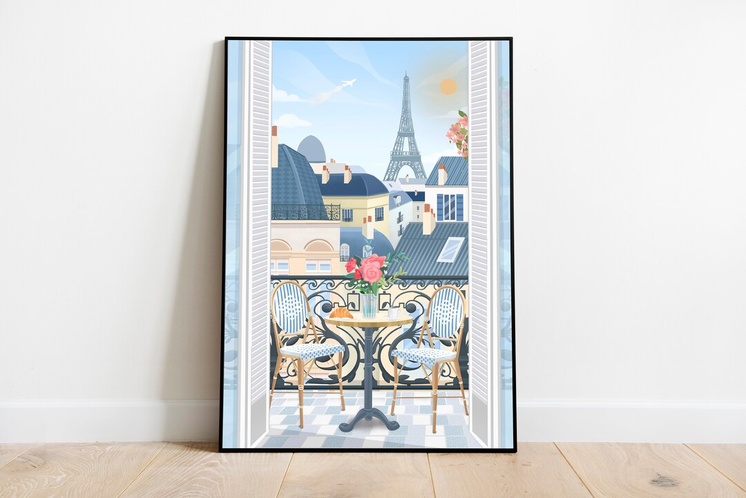PRINTABLE Paris Terrace, Travel Art Print, Valentine Gift, Housewarming ...