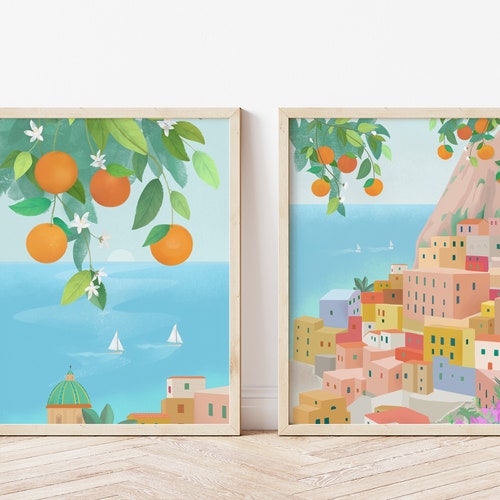 PRINTABLE Italy Amalfi Coast Wall Art Print Set of 2 - Etsy