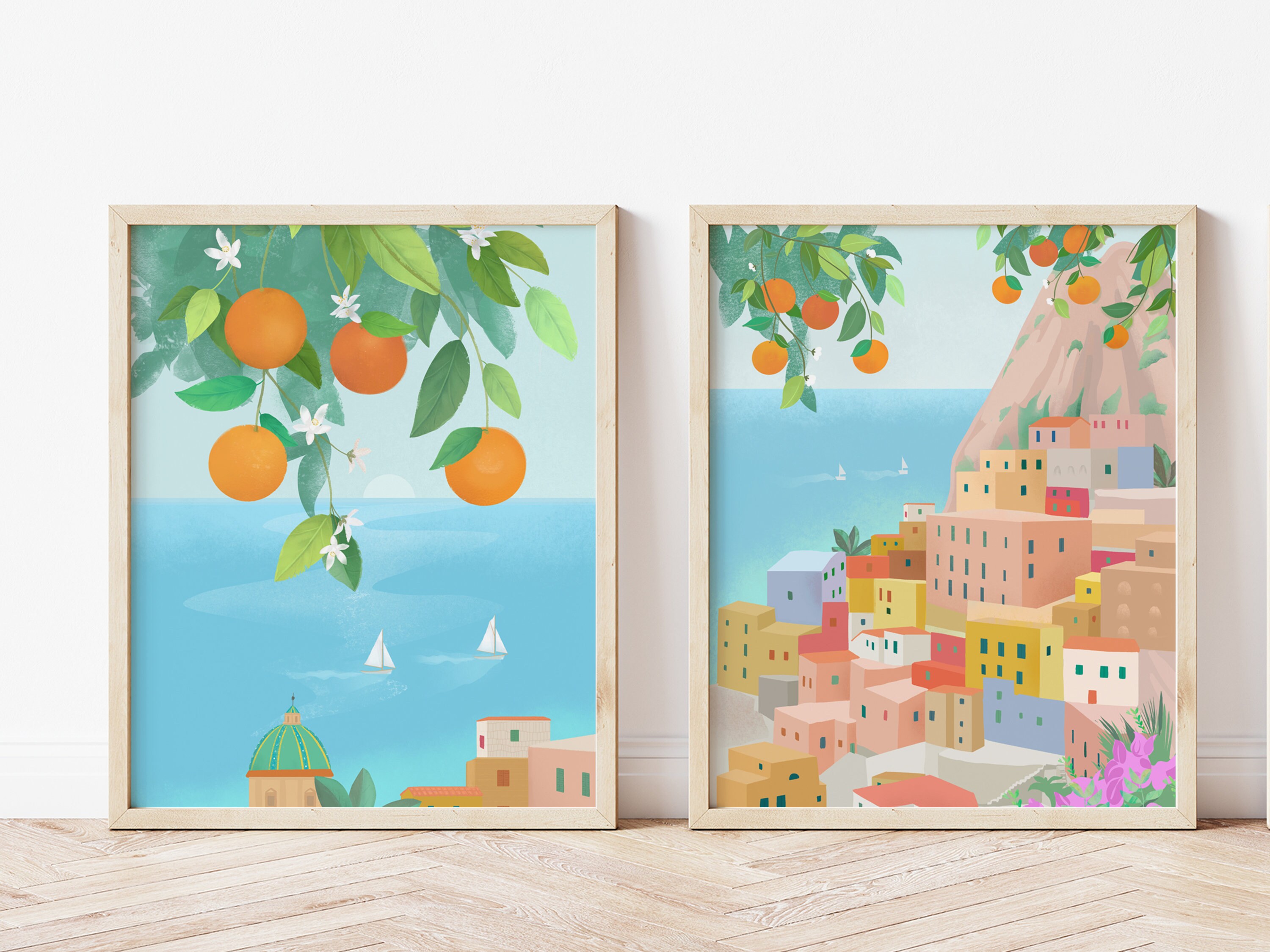 PRINTABLE Italy Amalfi Coast Wall Art Print Set of 2 - Etsy