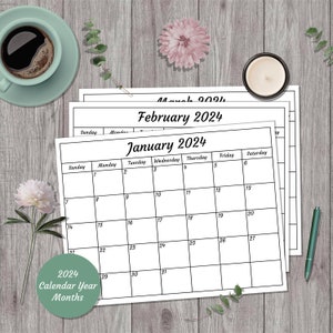 DIGITAL FILE: 2024 Calendar Year Months Monthly Weekly Daily ...