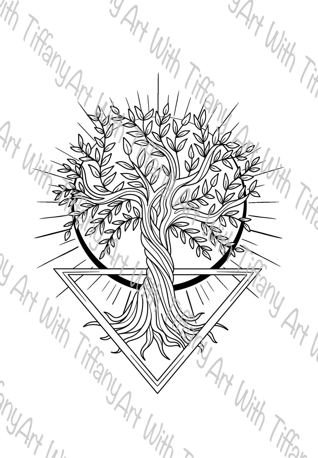 DIGITAL FILE: Geometric Triangle Tree of Life Tattoo Design - Etsy