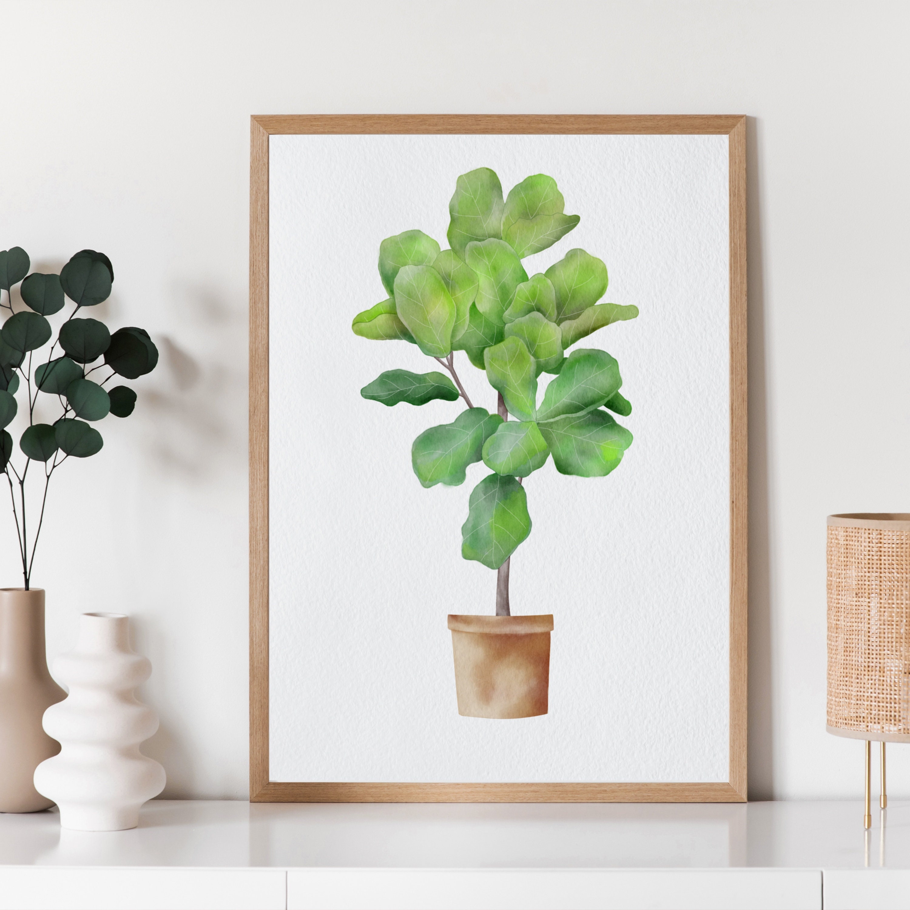 DIGITAL FILE: Aesthetic Watercolor Fiddle Leaf Fig Plant Drawings ...