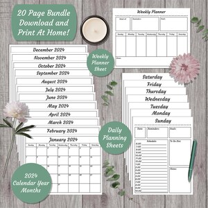 DIGITAL FILE: 2024 Calendar Year Months Monthly Weekly Daily ...