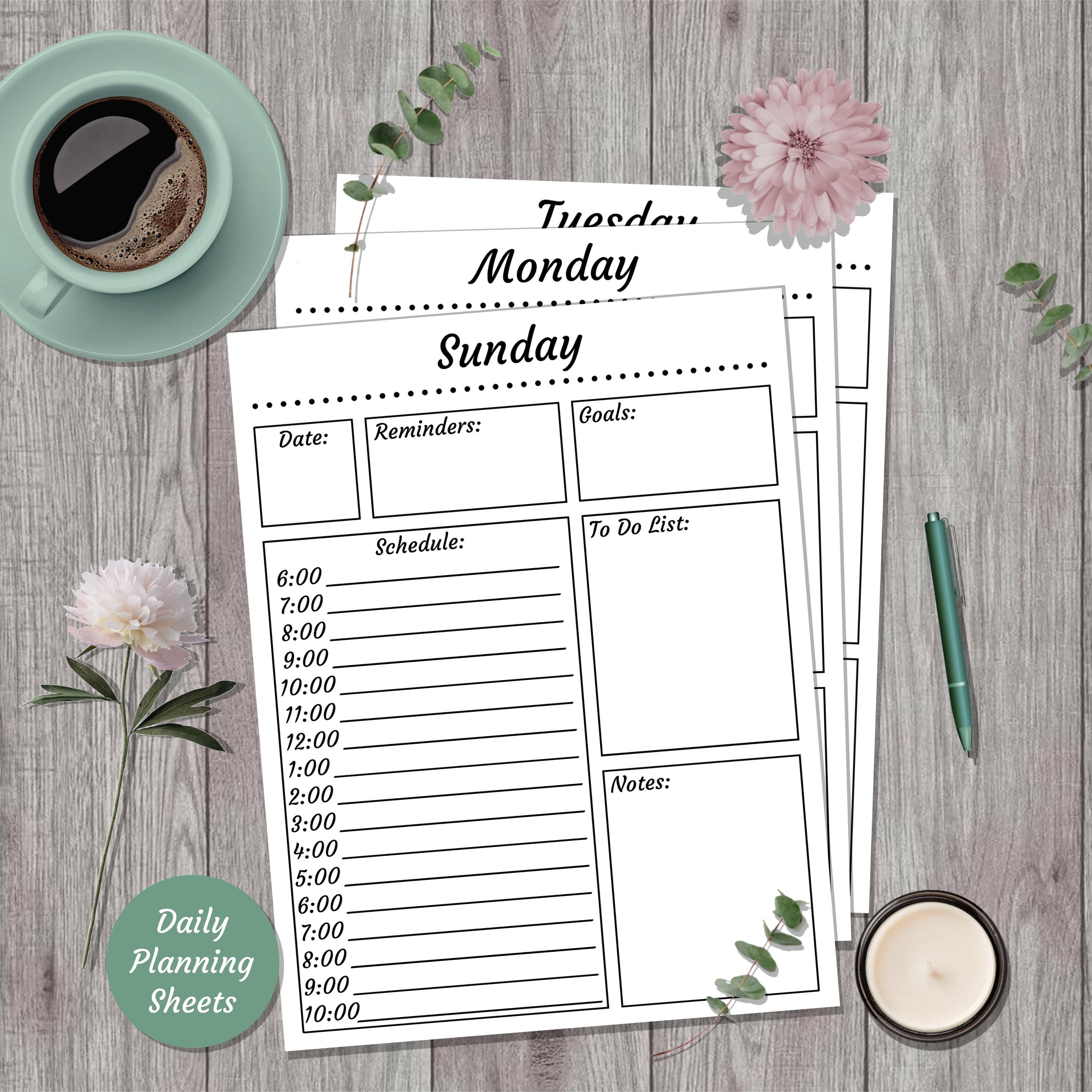 DIGITAL FILE: 2024 Calendar Year Months Monthly Weekly Daily ...