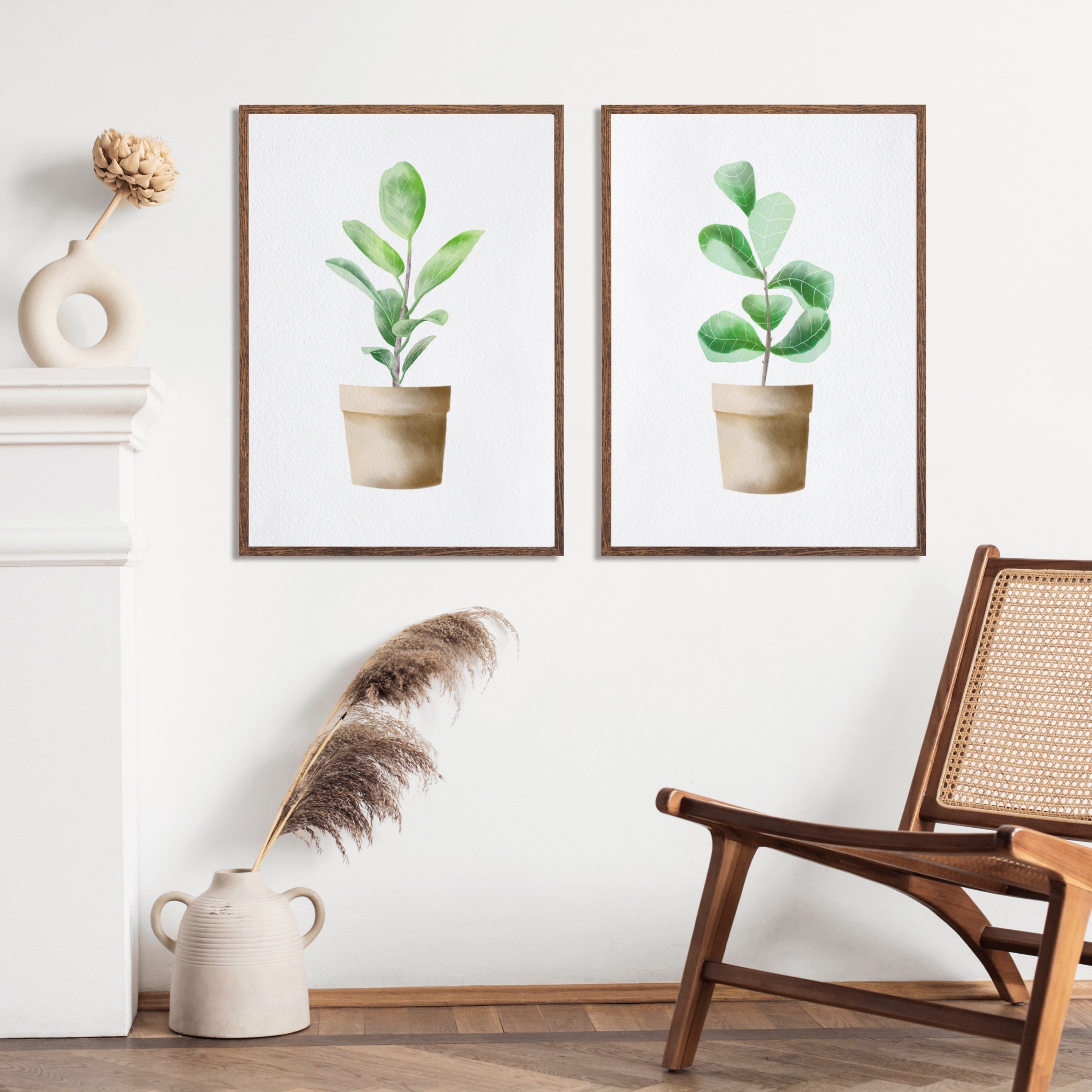 DIGITAL FILE: Aesthetic Watercolor Fiddle Leaf Fig Plant Drawings ...