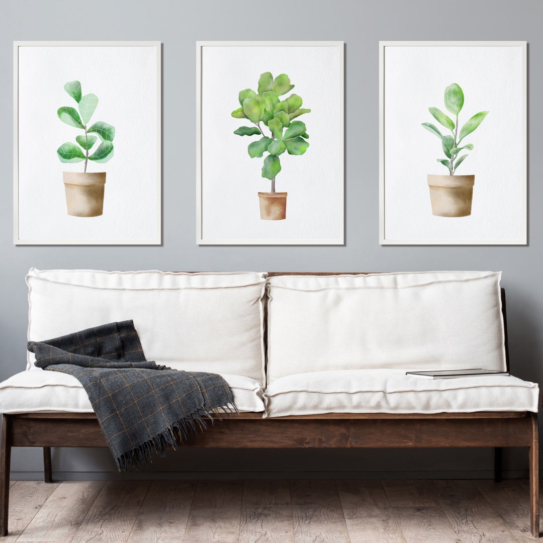 DIGITAL FILE: Aesthetic Watercolor Fiddle Leaf Fig Plant Drawings ...
