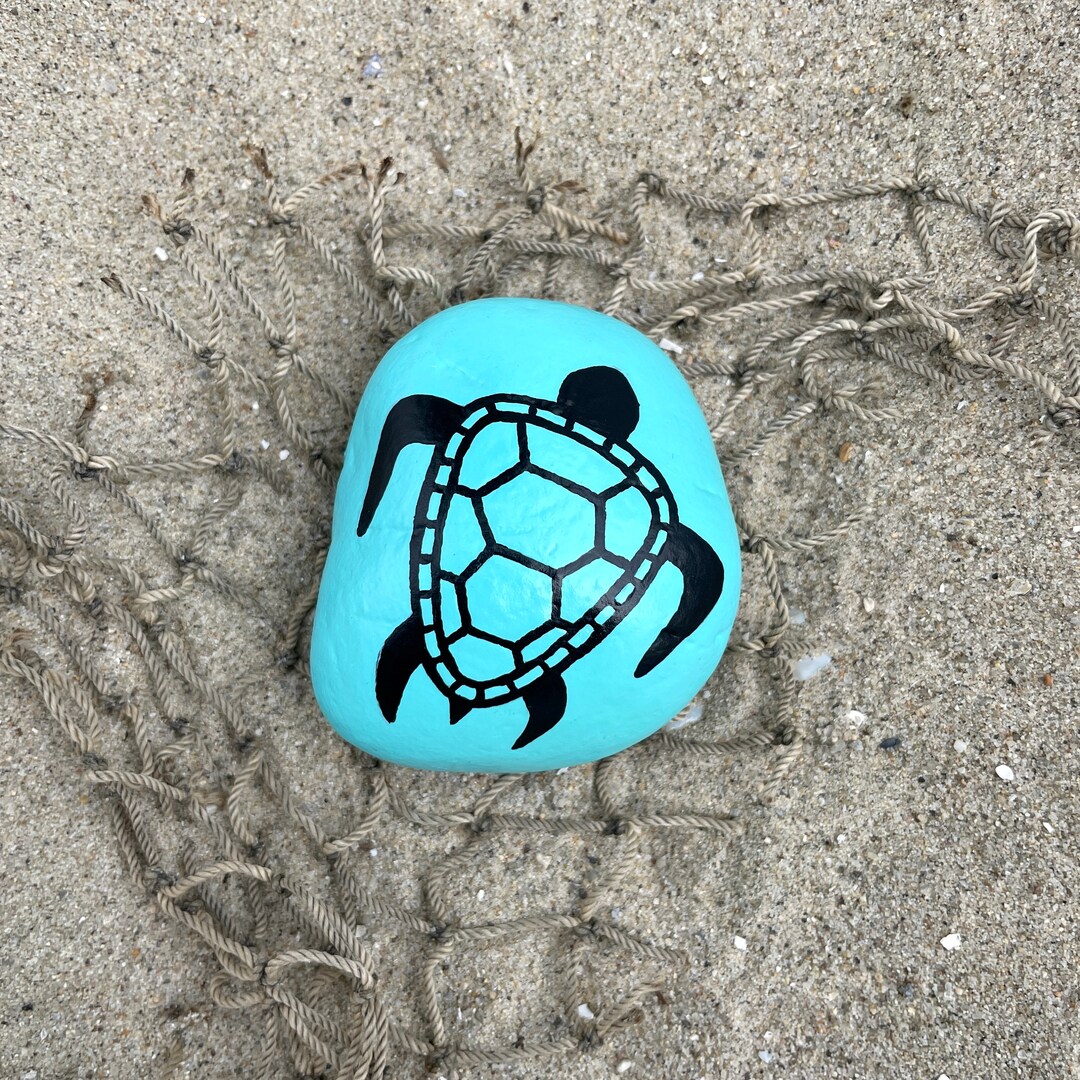 Sea Turtle Painted Rock Garden Stone - Etsy