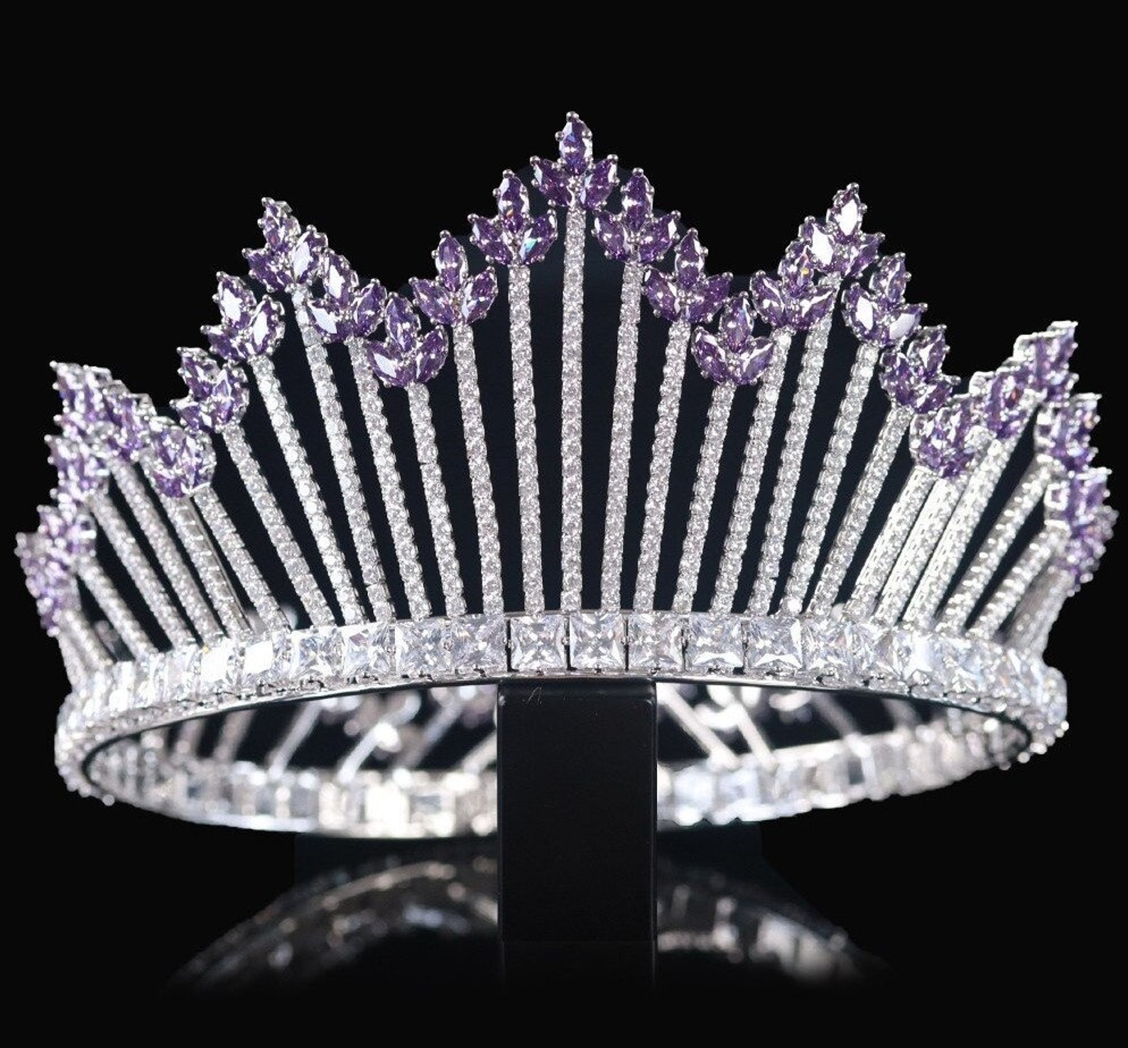 Diamond Full Royal Blue Wedding Crown Zircon Regal Bridal - Etsy