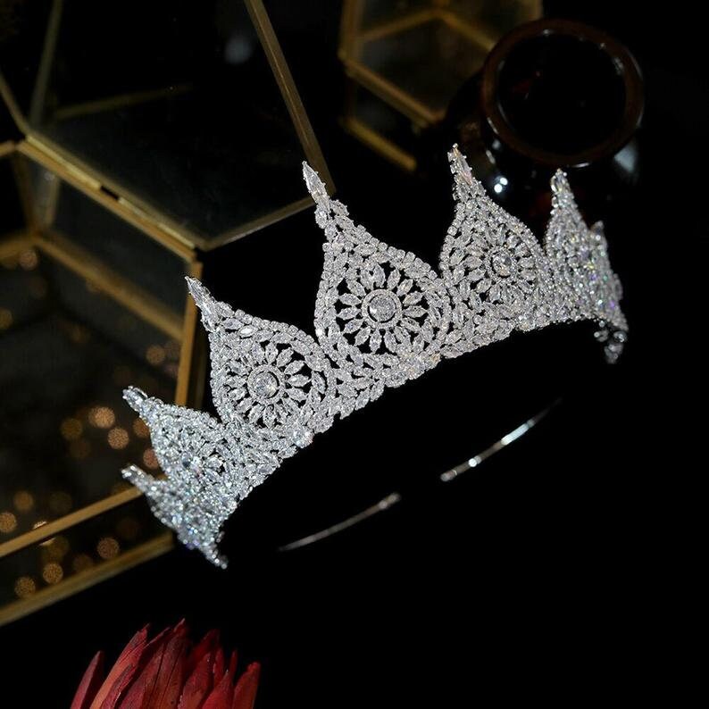 Diamond Princess Wedding Crown Royal Bridal Tiara Crystal - Etsy