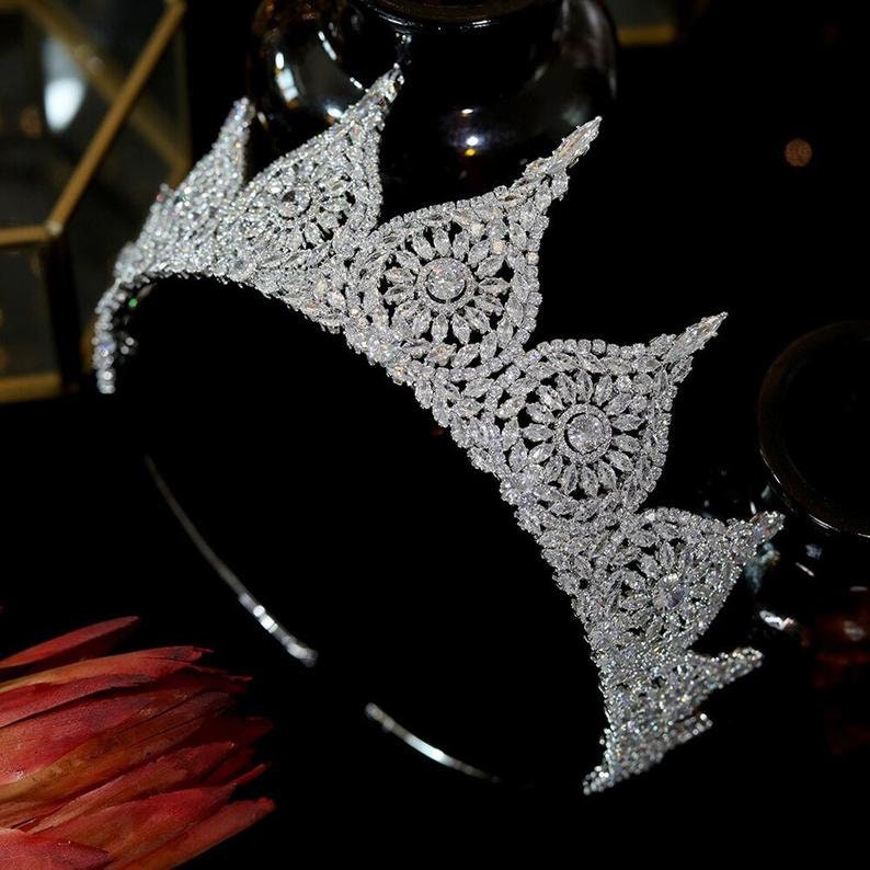Diamond Princess Wedding Crown Royal Bridal Tiara Crystal - Etsy