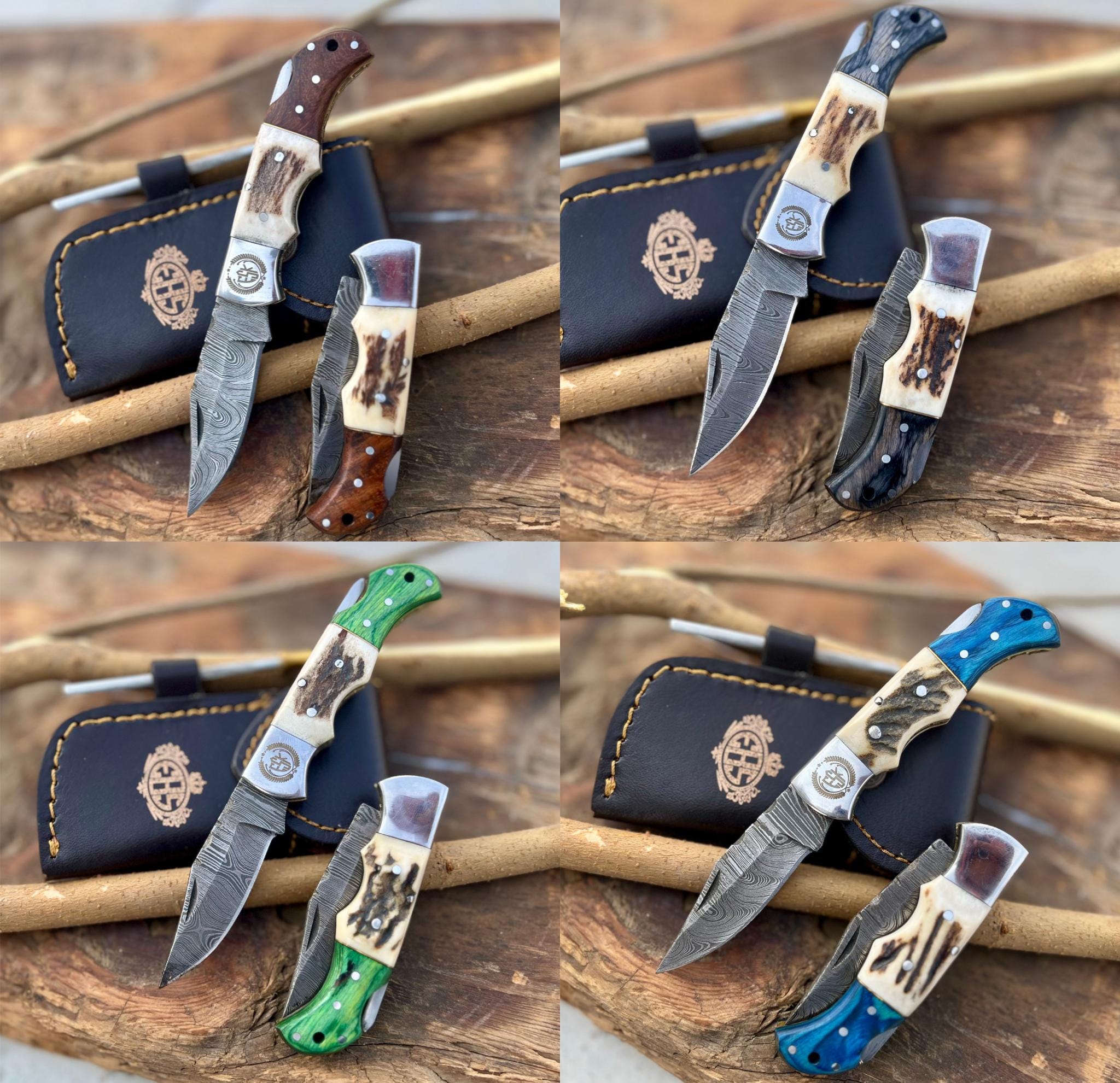 Handmade Damascus Pocket Knife Custom Groomsmen Gift Anniversary Gift ...