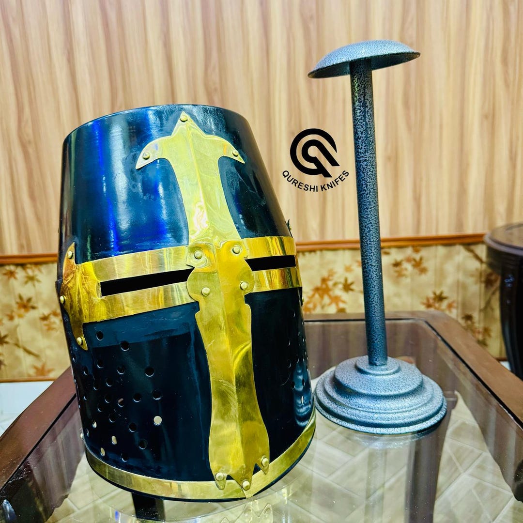 Medieval Helmet Warrior Brass Crusader Helmet Knights Helmet | Props ...