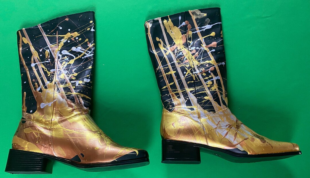 Hand Painted Drip Boots: Jackson Pollock Inspired, Size 8.5W - Etsy