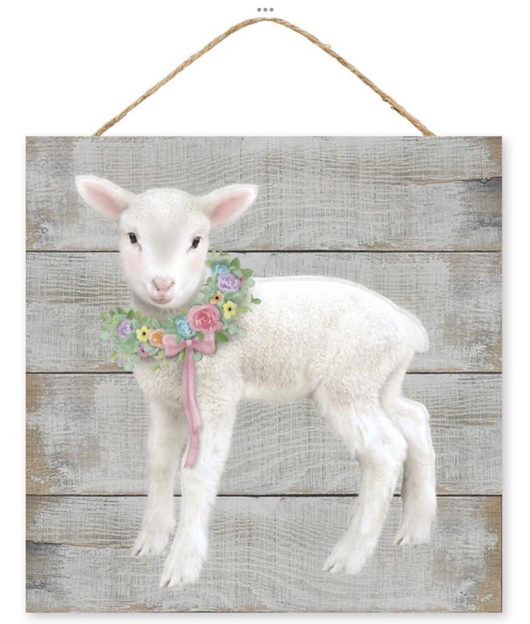 10 Square Floral Lamb Sign, AP7098 Easter Wreath Sign, Wreath ...