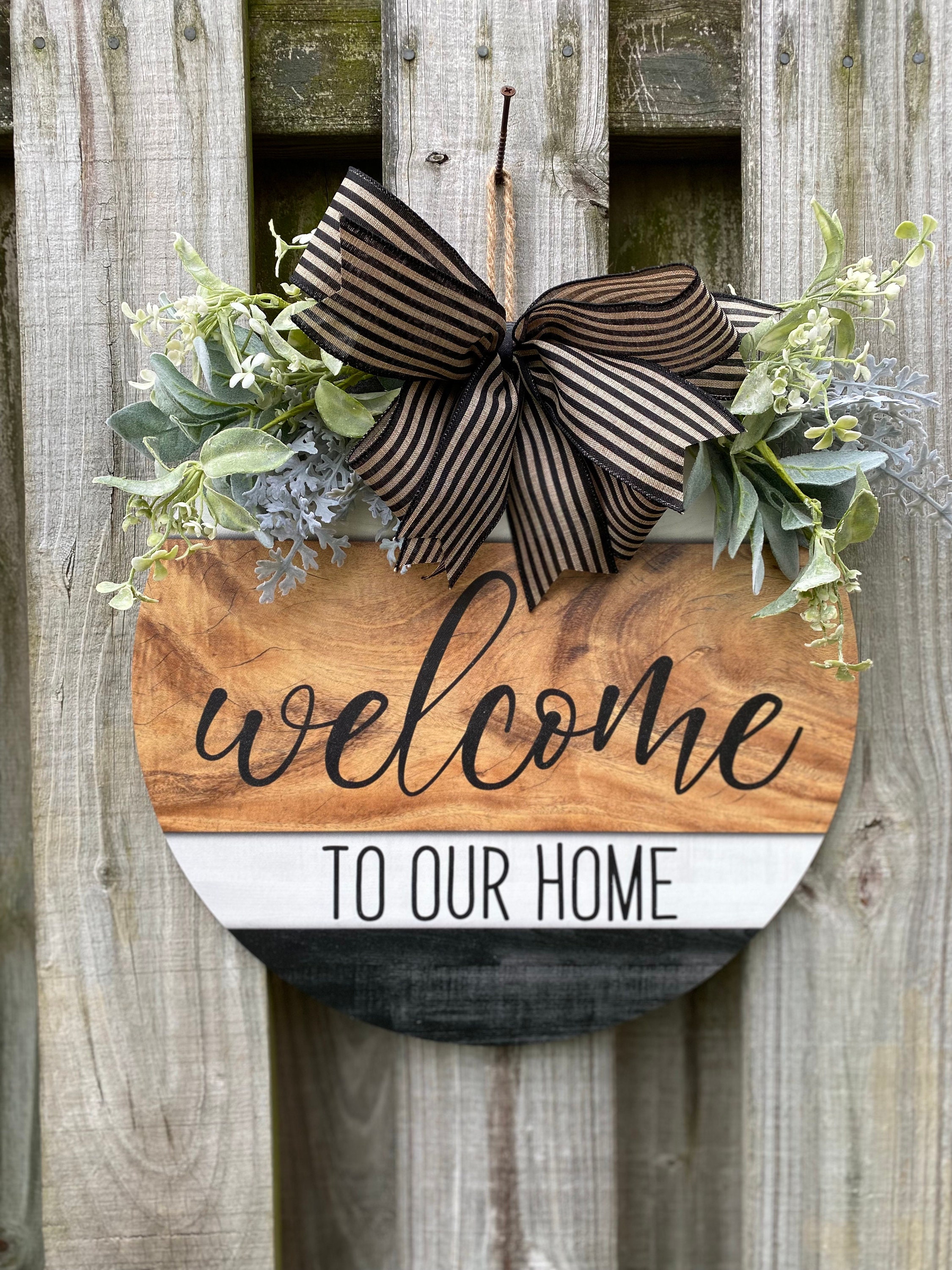 Rustic Front Door Welcome Door Hanger, Everyday Front Door Decor, Wall ...