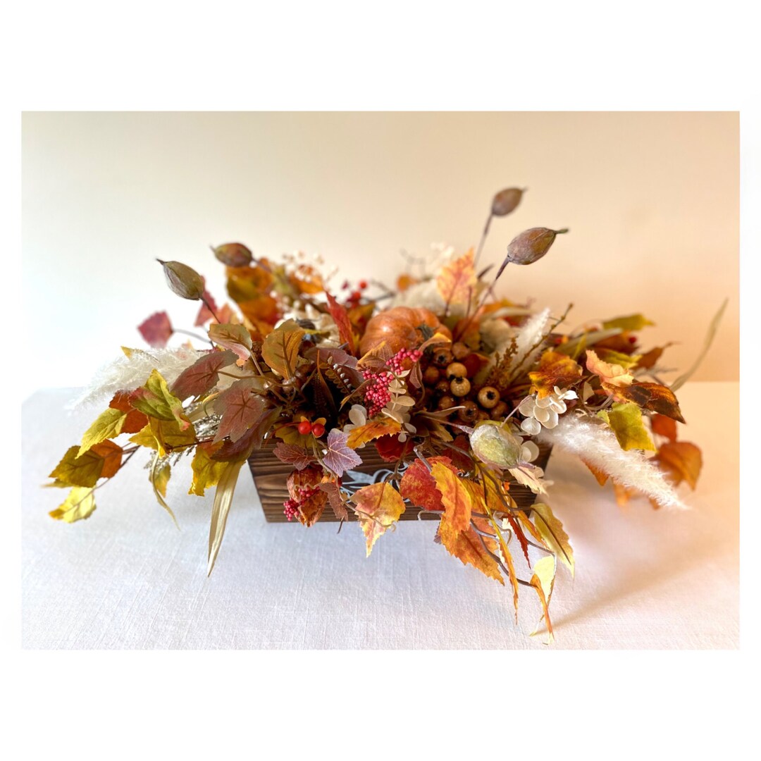 Fall Centerpiece With Pumpkins Rustic Fall Foliage Table - Etsy