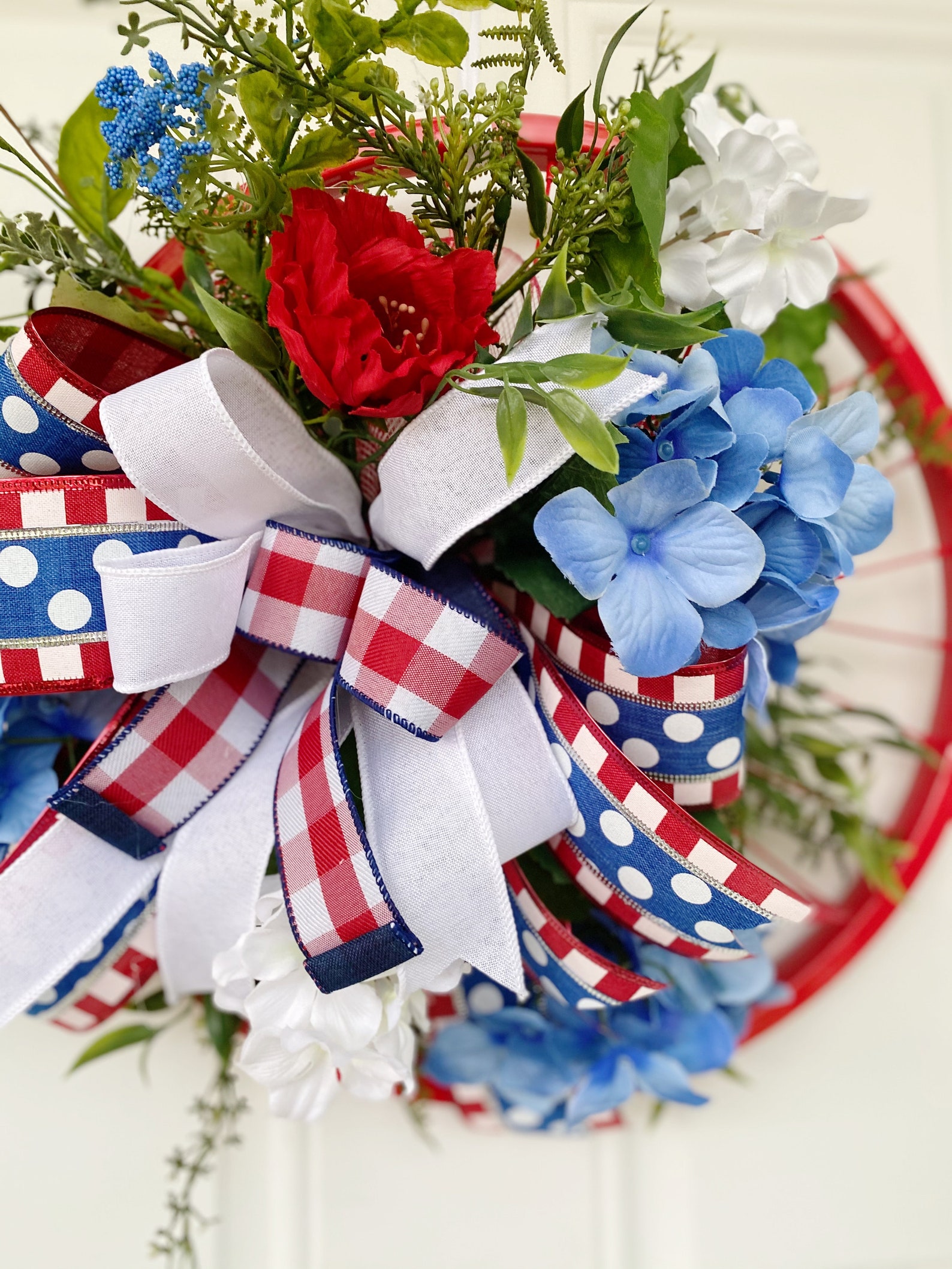 Patriotic Welcome Bicycle Wheel Wreath Patriotic Bicycle Rim - Etsy