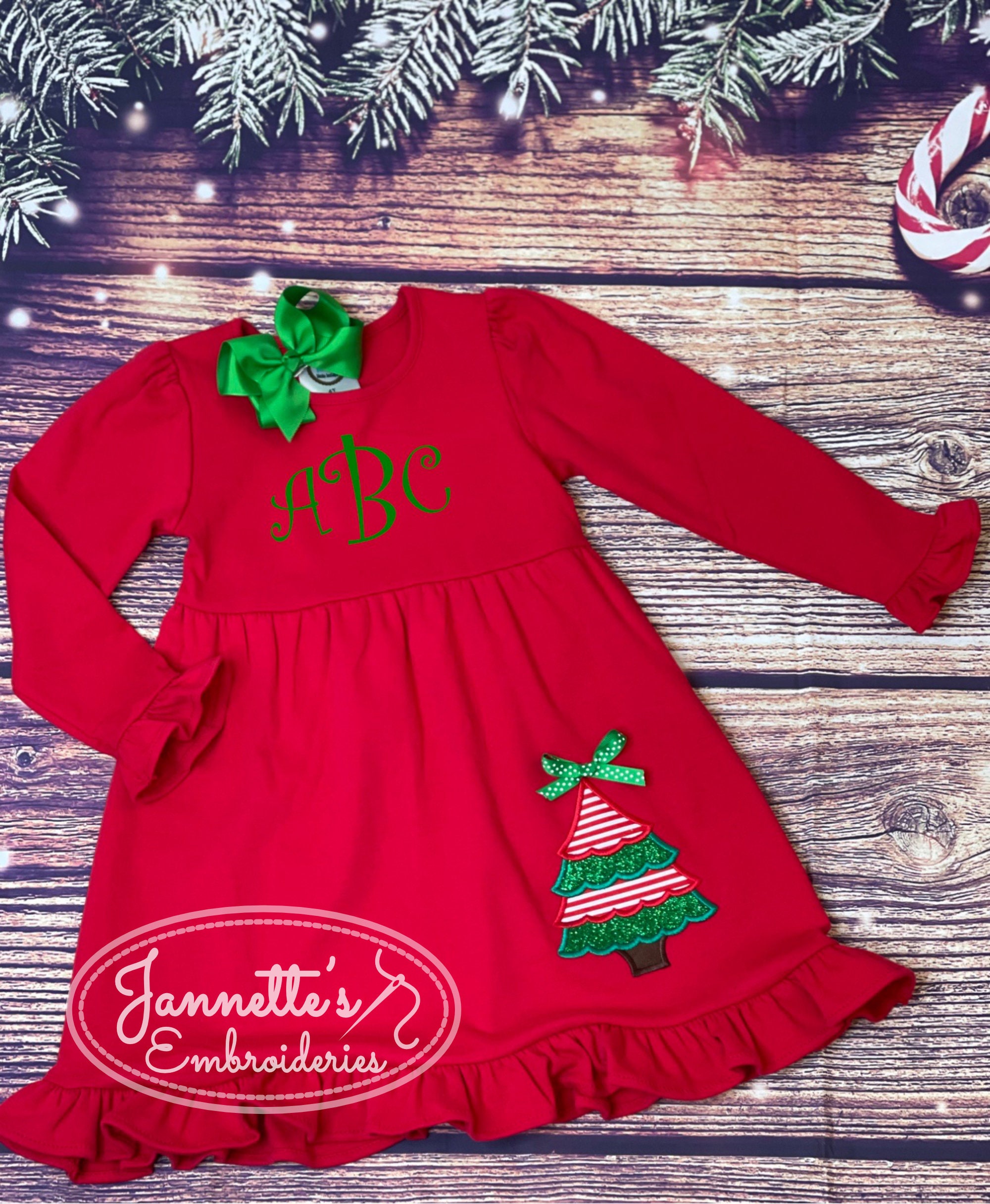 Monogramed Christmas Dress / Custom Embroidered Dress / | Etsy