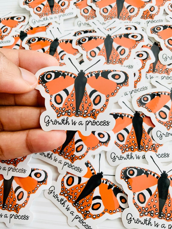 Butterfly Stickers Growth is a Process Motivational | Etsy