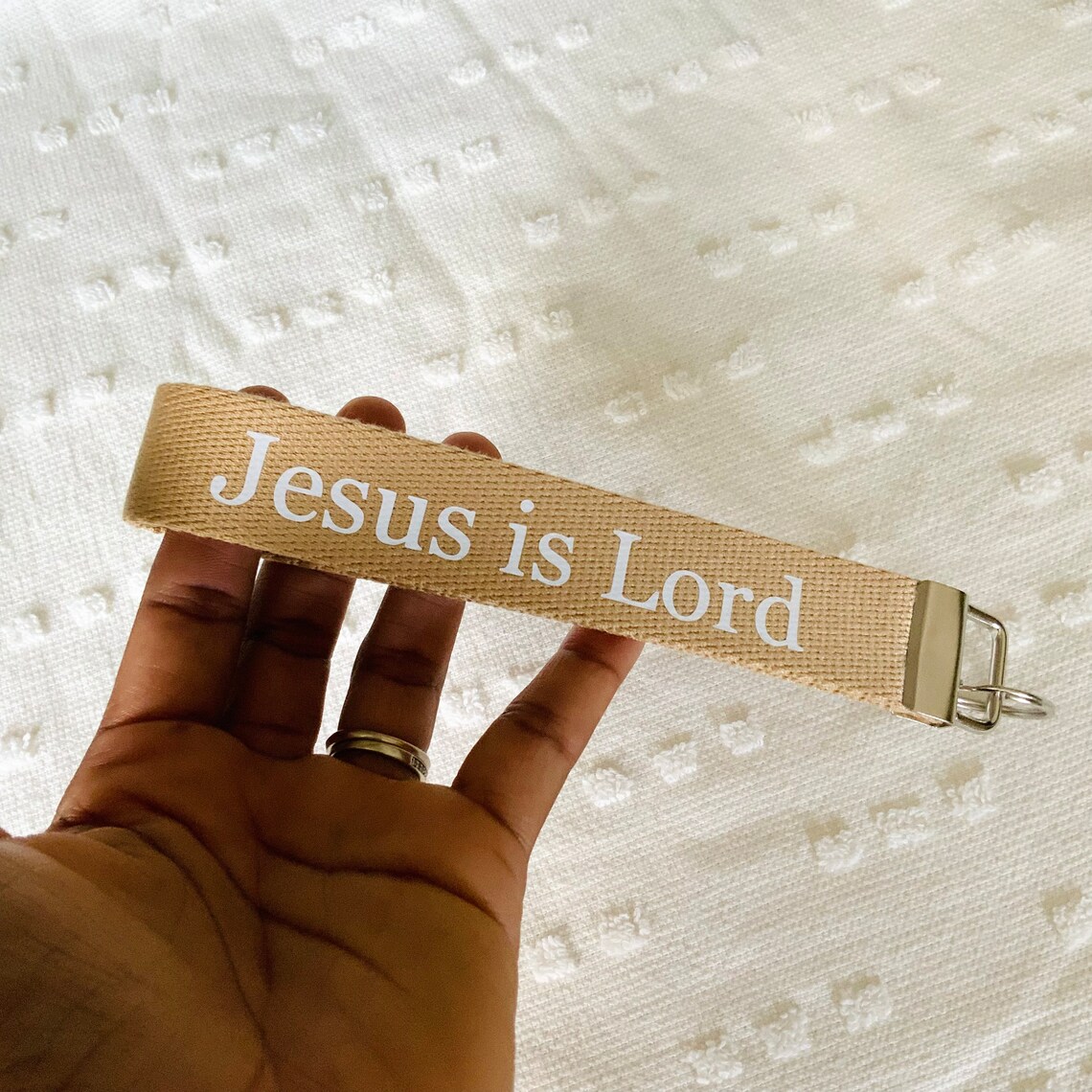 God is in Control Keychain | Canvas Wristlet Keychain | Christian ...