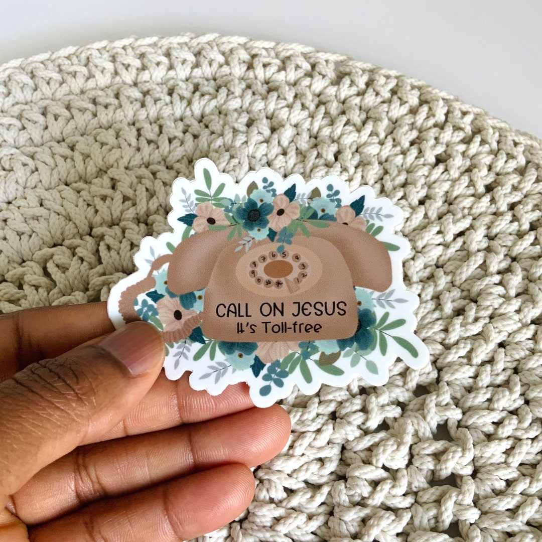 Call on Jesus Sticker, Christian Quote, Floral Vintage Phone Sticker - Etsy