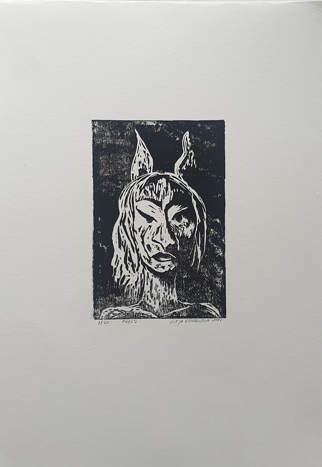 Portrait II Limited Edition Lino Cut . Black Ink Hand Made Print - Etsy