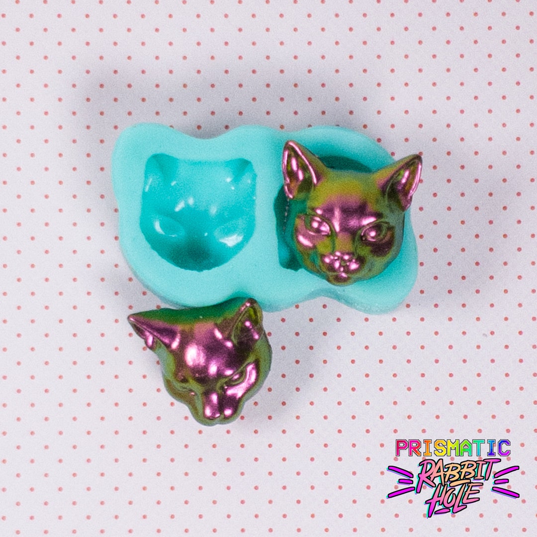 3/4" Realistic Cat Head Mold • Shiny Detailed Silicone Mold for Resin ...