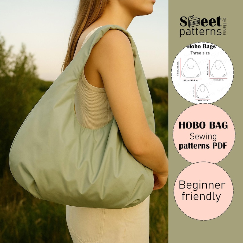 Boho Hobo Bag Sewing Pattern Pdf,slouchy Hobo Bag Sewing Pattern PDF ...