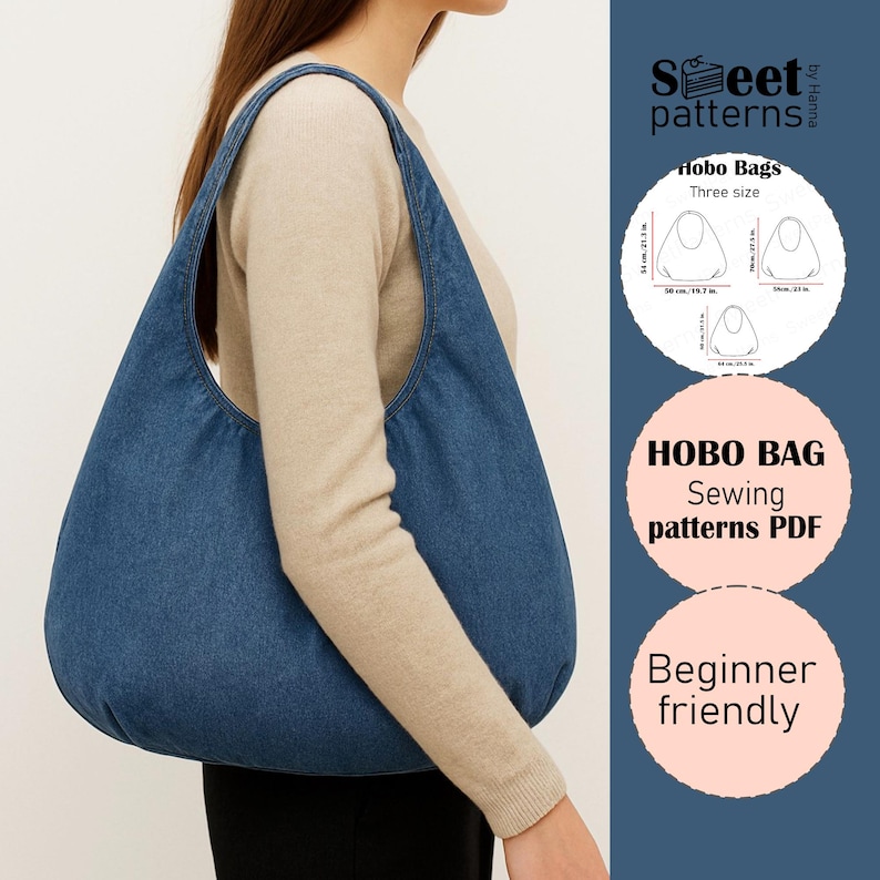 Boho Hobo Bag Sewing Pattern Pdf,slouchy Hobo Bag Sewing Pattern PDF ...