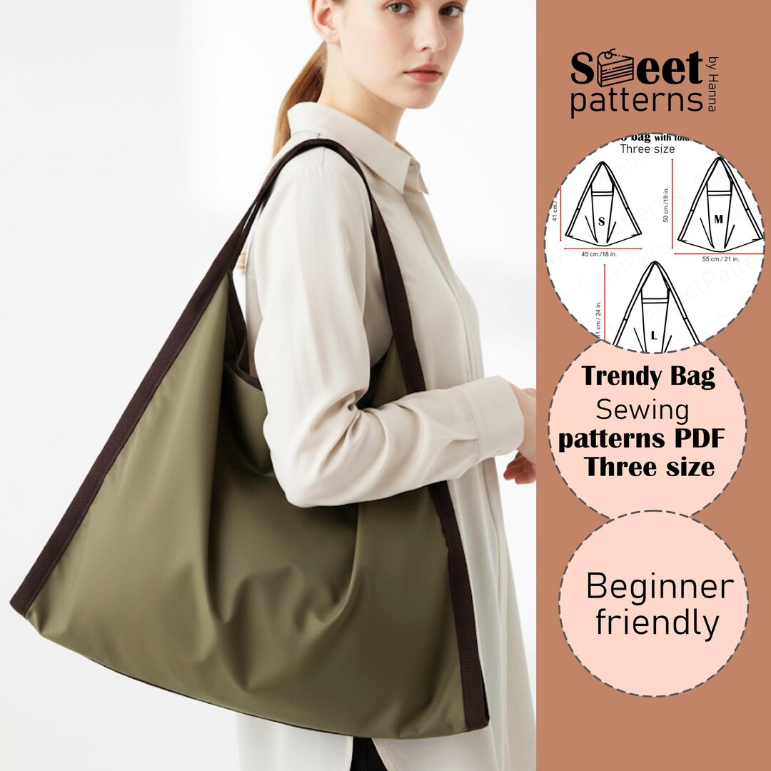 Boho Hobo Bag Sewing Pattern PDF With Folds, Three Size, Beginer ...