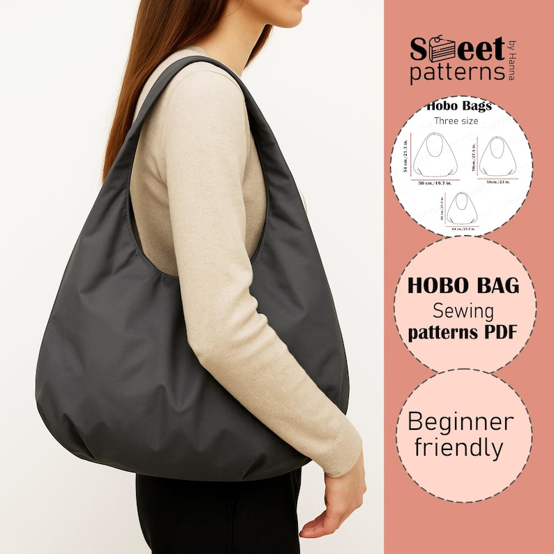 Boho Hobo Bag Sewing Pattern Pdf,slouchy Hobo Bag Sewing Pattern PDF ...