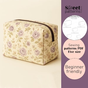 Cosmetic Pouch Sewing Pattern PDF , 5 Sizes Classic Boxy Pouch PDF ...