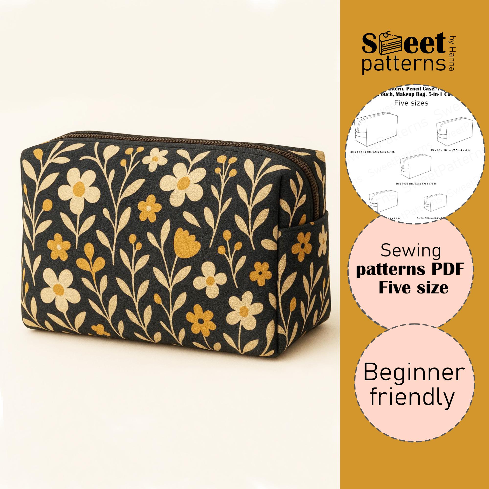 Cosmetic Pouch Sewing Pattern PDF , 5 Sizes Classic Boxy Pouch PDF ...