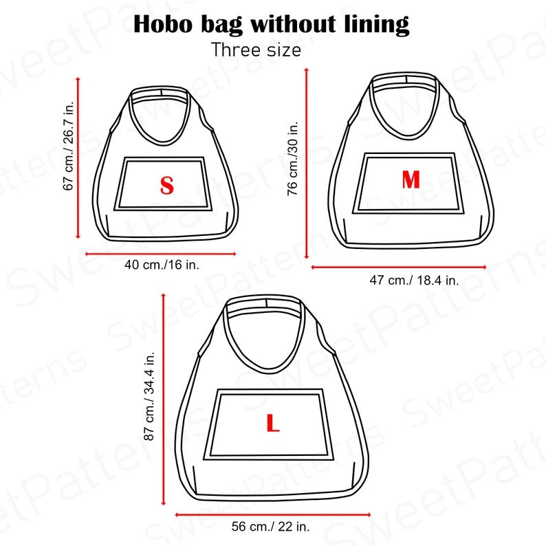 Boho Hobo Bag Sewing Pattern PDF , Photo Tutorial, Three Size, Unlined ...