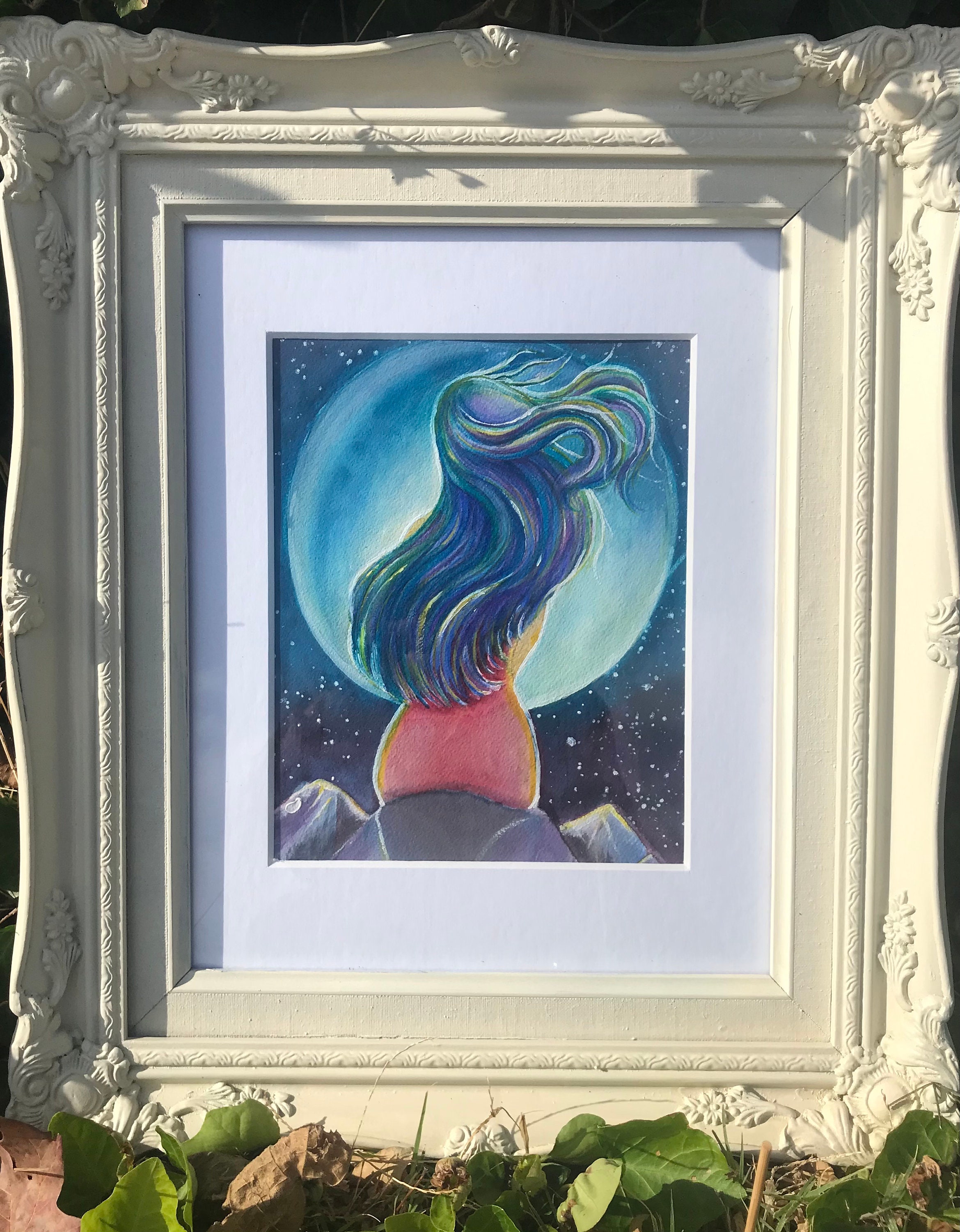 Blue Moon Watercolor Painting Hand Painted - Etsy