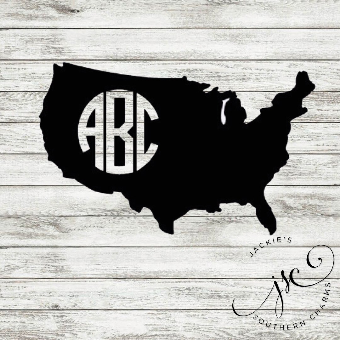 USA Circle Monogram Vinyl Decal - Etsy