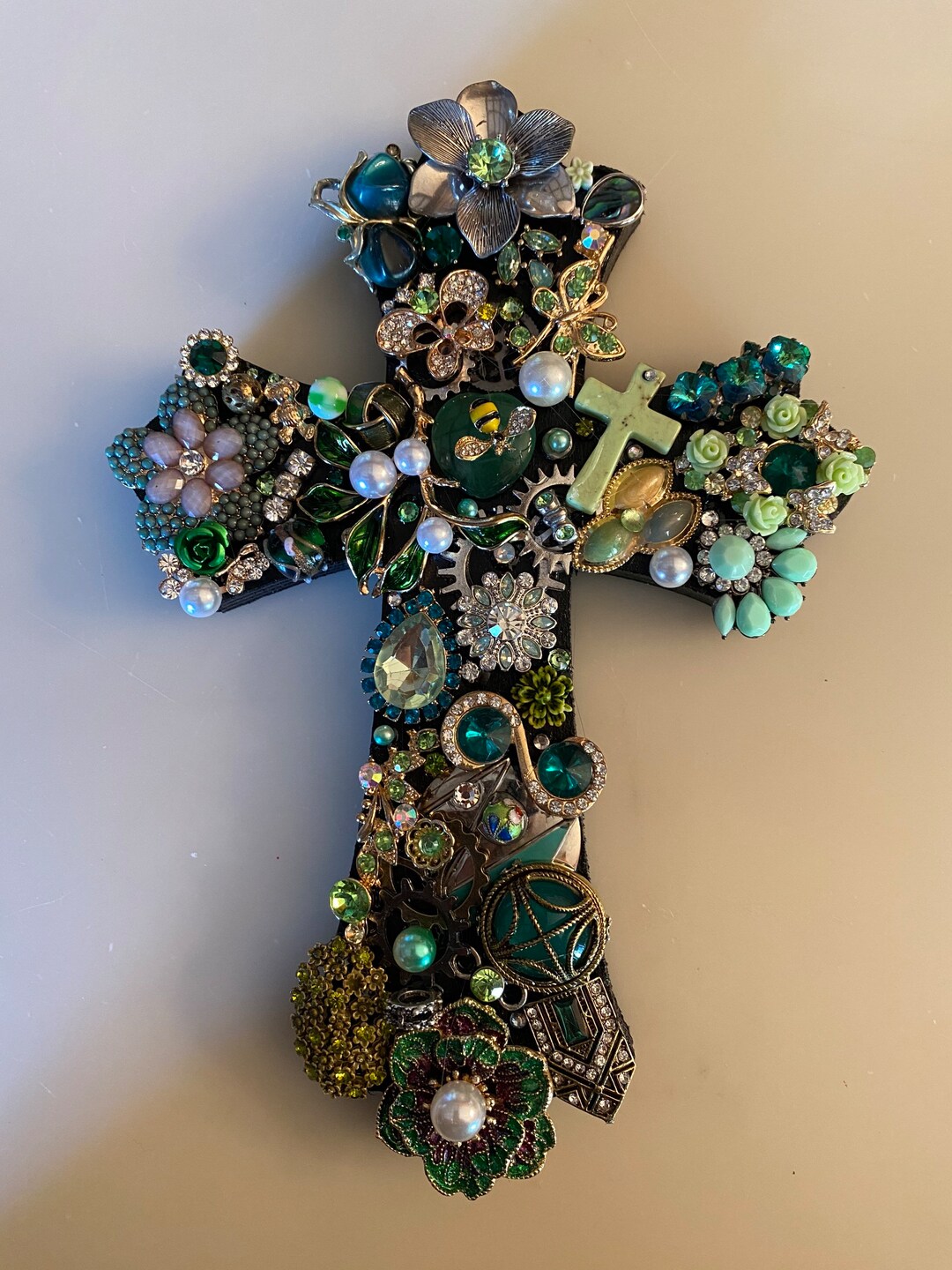 Green Small Cross 241 vintage Jewelry Art - Etsy
