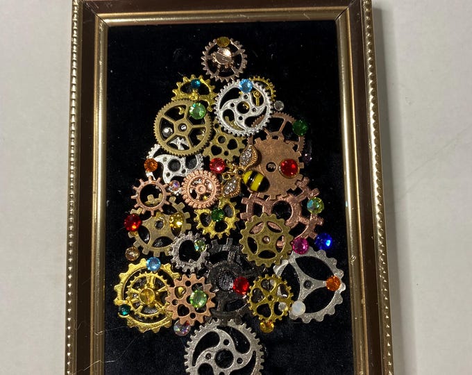 Gear Christmas Tree - #369 - Vintage Jewelry Christmas Framed Art - Etsy