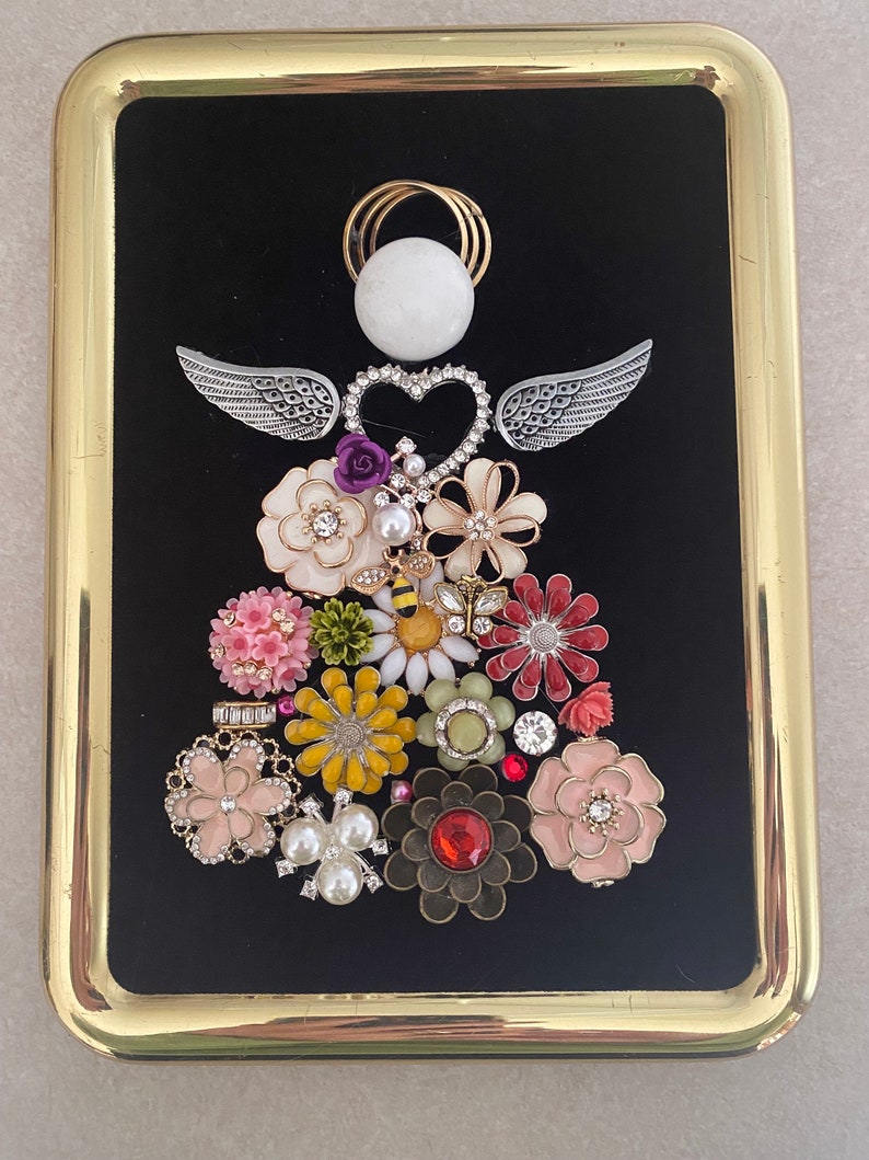 Christmas Jewelry Art Framed Floral Angel 301 - Etsy