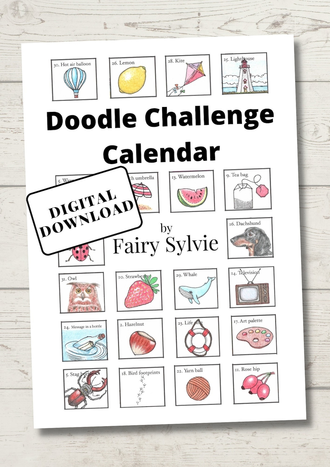 Doodle Challenge Calendar: 365 Drawing Prompts (digital Download) - Etsy