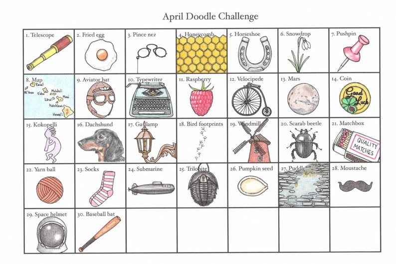 Doodle Challenge Calendar Drawing Book for Adults Daily Drawing ...